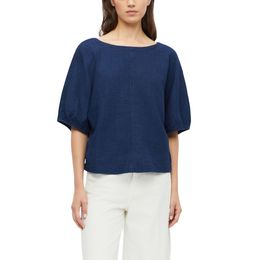 s.Oliver Damen Kurzarmbluse, blau, Gr. 38, unifarben, Denim/Jeans, Obermaterial: 100% Baumwolle, Blusen, Kurze Sommerblue im Jeans-Look