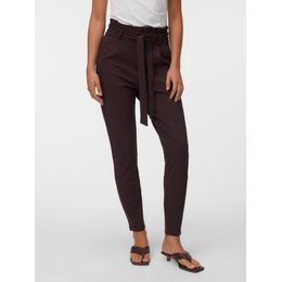 V&eacute;ro Moda VERO MODA Damen Paperbag-Hose "VMEVA HR LOOSE PAPERBAG PANT GA NOOS", braun, Gr. XS, unifarben, Milano Rib, Obermaterial: 65% Viskose, 30% Polyamid,