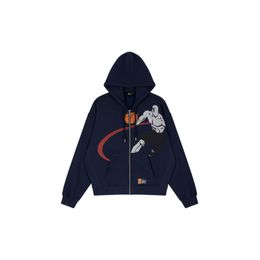 AND1 Zip-Up Hoodie 'Gremium vor Gericht' female size XS marine blue / Light grey / Orange / Red