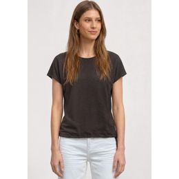 Street One Damen T-Shirt, schwarz, Gr. 34, unifarben, Stoff, 67% Polyester, 32% Viskose, 1% Elasthan, Shirts, mit Rundhalsausschnitt