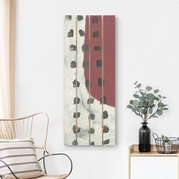 Bilderwelten Holzbild originell violett Abstrakt nat&uuml;rlicher Effekt - Karneval der Formen in Beere III - Deko Wohnzimmer Schlafzimmer