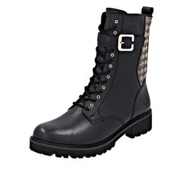 Remonte Damen Schn&uuml;rstiefelette, Gr. 38, gold, Elastischer Einsatz, Leder, Lederimitat, Schuhe, Schn&uuml;rboots, Profilsohle, Blockabsatz, mit