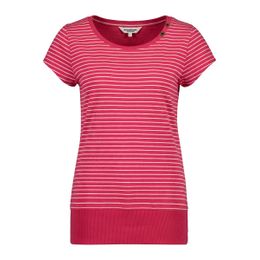 alife and kickin ALIFE & KICKIN Damen Rundhalsshirt, pink, Gr. M, 60% Baumwolle, 40% Polyester, Shirts, Kurzarm mit feinem Streifenmuster, Scoop-Neck und Rippbund