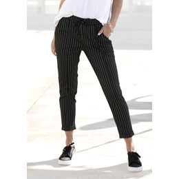 Vivance Damen Jogger Pants "aus bequemen Stretchstoff", schwarz-wei&szlig;, Gr. 34, gestreift, Jersey, Obermaterial: 79% Polyester, 19% Viskose, 2%