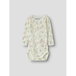 name it M&auml;dchen Langarmbody "NBFWANG WOOL NEEDLE LS BODY NOOS", Gr. 50snow wei&szlig; aop:flowers, leafs, Strick, Obermaterial: 100% Wolle, bedruckt,