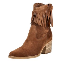 Paul Green Damen Bikerboots "Paul Green Stiefelette Veloursleder", Gr. 40,5, braun, Veloursleder, Schuhe