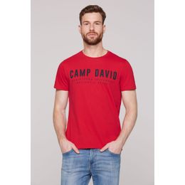 CAMP DAVID Herren Rundhalsshirt, rot, Gr. XL, bedruckt, Single Jersey, Material: 100% Baumwolle, Shirts, aus Baumwolle