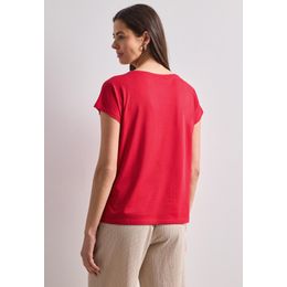 Street One Damen T-Shirt, rot, Gr. 36, bedruckt, Web, 50% Baumwolle, 50% Modal, Shirts, aus softem Materialmix