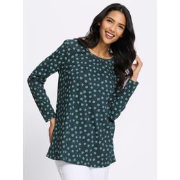 Classic Basics Damen Longshirt "Longshirt", gr&uuml;n, Gr. 44, gebl&uuml;mt, gemustert, mehrfarbig, 100% Baumwolle, Shirts