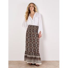 Apricot Damen Sommerrock "Gesmokter Sommerrock", braun, Gr. 40, gemustert, Obermaterial: 60% Viskose CV. 40% Baumwolle CO., R&ouml;cke, mit Batikdruck