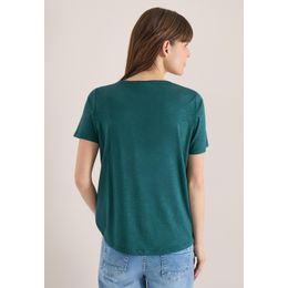 Cecil Damen T-Shirtjungle gr&uuml;n, universal blau, Gr. XXL, unifarben, Web, 50% Baumwolle, 50% Modal, Shirts, im Basic-Style