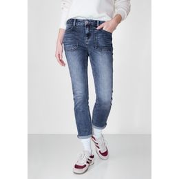 Damen Comfort-fit-Jeans, blau, Gr. 27, STREET ONE STUDIO, unifarben, Jeans, 72% Baumwolle, 27% Polyester, 1% Elasthan, Jeans, Middle Waist