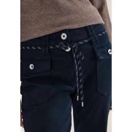 Cecil Damen Cargohose, blau, Gr. 32, unifarben, Web, Obermaterial: 98% Baumwolle, 2% Elasthan. G&uuml;rtel: 98% Baumwolle, 2% Elasthan, Hosen, aus