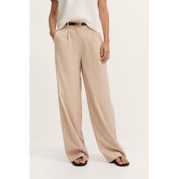 Bugatti Damen Stoffhose "Stretch", beige, Gr. 38, gestreift, 73% Polyester, 24% Viskose, 3% Elasthan, Hosen, gestreift mit geradem Beinverlauf