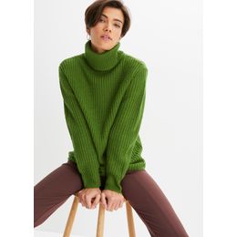 bonprix Damen Rollkragenpullover, gr&uuml;n, Gr. 32, unifarben, Strick, Obermaterial: 100% Polyacryl, Pullover, in Rippstrick-Qualit&auml;t, f&uuml;r k&uuml;hle Tage,