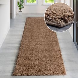 Hochflor-Teppich Bruno Banani, B:67cm H:30mm L:230cm, braun, Kunstfaser, Teppiche, "Shaggy Soft", gewebt, Uni Farben, besonders weich und kuschelig,