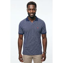 Fynch-Hatton Herren Poloshirt, blau, Gr. M, gemustert, Web, Obermaterial: 100% Baumwolle, Shirts, Regular fit, Kurzarm, casual Stil, mit Logo