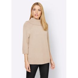 Damen Rollkragenpullover "Rollkragenpullover", beige, Gr. 50, Rick Cardona BY HEINE, unifarben, 50% Viskose, 28% Polyester, 22% Polyamid, Pullover