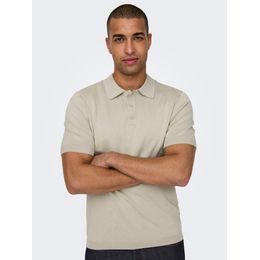 Only & Sons ONLY & SONS Herren Poloshirt "ONSWYLER LIFE REG 14 SS POLO KNIT NOOS", silber, Gr. M, unifarben, Strick, Obermaterial: 78% Viskose, 22% Polyester,