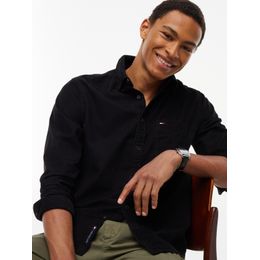 Tommy Jeans Herren Langarmhemd "REGULAR BABY CORDUROY SHIRT"schwarz, Gr. L, unifarben, Web, Obermaterial: 100% Baumwolle, Hemden, Regular fit mit