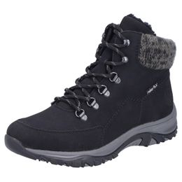 Rieker Damen Winterboots, Gr. 36, schwarz, Nubuklederimitat, Textil, unifarben, Basic, Schuhe, Schn&uuml;rboots, Stiefelette mit TEX-Membran und Warmfutter