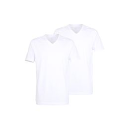 Bugatti Herren T-Shirt "Bari", Gr. 52, wei&szlig;, Interlock, Obermaterial: 100% Baumwolle, unifarben, Basic, Shirts, V-Ausschnitt, Kurzarm, basic,