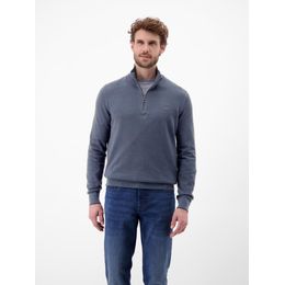 Lerros Herren Troyer, grau, Gr. XXXL, unifarben, Strick, Obermaterial: 100% Baumwolle, Pullover, mit Logo-Badge
