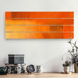 Bilderwelten Holzbild originell orange Abstrakt nat&uuml;rlicher Effekt - Komposition in Orange und Braun 03 - Deko Wohnzimmer Schlafzimmer
