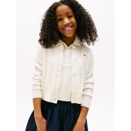 Tommy Hilfiger M&auml;dchen Strickjacke "POINTELLE CARDIGAN LS", wei&szlig;, Gr. 4, unifarben, Strick, Obermaterial: 100% Baumwolle, Strickjacken, f&uuml;r Kinder