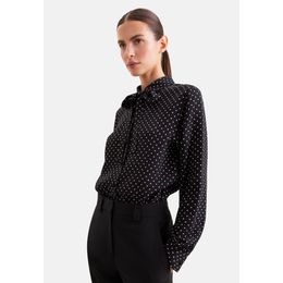 Seidensticker Damen Klassische Bluse, schwarz, Gr. 46, gemustert, gepunktet, 100% Viskose, Blusen, 1/1 Kragen Druck