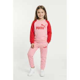 Puma Jungen Trainingsanzug "MINICATS ESS RAGLAN CREW SET FL INF", rosa, Gr. 86, unifarben, Fleece, Obermaterial: 68% Baumwolle, 32% Polyester,