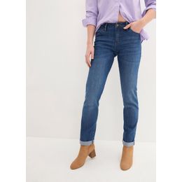 bonprix Damen Straight-Jeans "Straight Jeans Mid Waist, Stretch", blau, Gr. 36, Denim/Jeans, Obermaterial: 82% Baumwolle, 17% Polyester, 1% Elasthan,