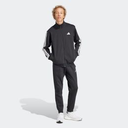 Herren Trainingsanzug "M 3S FL TT TS", schwarz, Gr. S, adidas Sportswear, Obermaterial: 70% Baumwolle, 30% Polyester, Sportanz&uuml;ge