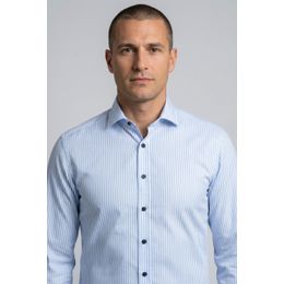 OLYMP Herren Businesshemd "Level Five body fit", blau, Gr. 46, gestreift, Web, Obermaterial: 97% Baumwolle, 3% Elastolefin, Hemden, Italienische