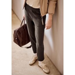 Damen Stoffhoseplummy braun, Gr. 42, STREET ONE STUDIO, unifarben, Stoff, 68% Polyester, 28% Viskose, 4% Elasthan, Hosen, im Loose Fit
