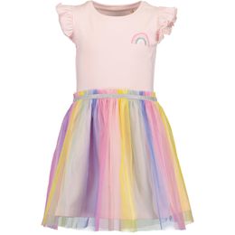 Blue Seven M&auml;dchen Jerseykleid "M&auml;dchen Kleid mit T&uuml;ll", bunt, Gr. 128, 95% Baumwolle, 5% Elasthan, Kleider