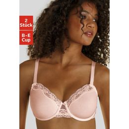 Damen B&uuml;gel-BH, PETITE FLEUR BY LASCANA, Gr. 90, rosa, Spitze, Obermaterial: 87% Baumwolle, 8% Polyamid, 5% Elasthan, BHs, aus Baumwolle mit zarter