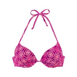 Vivance Damen Push-Up-Bikini-Top "Cheerio", pink, Gr. 40, bedruckt, Recycling-Polyamid, Bikini-Oberteile, mit stylischem Allover-Print
