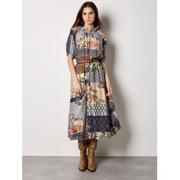 Apricot Damen Midikleid "Midi-Kleid", blau, Gr. 34, gewebt, Obermaterial: 70% Viskose CV. 30% Nylon NY., Kleider, mit Patchwork-Print