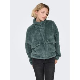 Only Damen Pl&uuml;schjacke "ONLANNA CONTACT LIFE SOL JACKET CC OTW", gr&uuml;n, Gr. M, unifarben, Pl&uuml;sch, Obermaterial: 100% Polyester, Jacken, mit