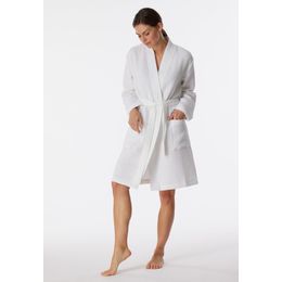 Schiesser Damen Bademantel "Waffle Piqu&eacute;", Gr. XL, wei&szlig;, Baumwolle, unifarben, Hausm&auml;ntel, aufgesetzte Taschen, Baumwolle, Waffelpiqu&eacute;