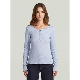 G-Star Raw G-STAR Damen T-Shirt "Slim Henley Long Sleeve T-Shirt", blau, Gr. XS, Obermaterial: 94% Baumwolle, 6% Elasthan, Shirts