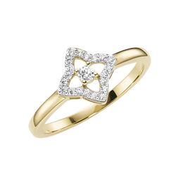 Luigi Merano Damen Goldring "in Bl&uuml;tenform, mit Zirkonia, Gold 375", 58, Gelbgold 375, gold, Gelbgold 375, Fingerringe