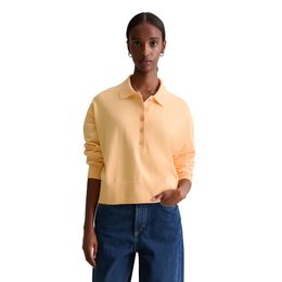 Marc O'Polo Damen Strickpullover "aus Soft Cotton Stretch", gelb, Gr. S, MARC O'POLO DENIM, unifarben, Obermaterial: 58% Baumwolle, 25% Polyamid, 17% Polyester,