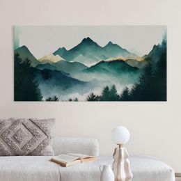 Bilderwelten Akustikbild Aquarellierte Berglandschaft