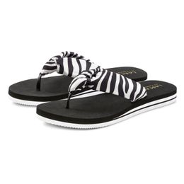 Lascana Damen Badezehentrenner "Sandale, Badeschuh, Pantolette, Badelatsche, Flip Flop, Sommerschuh", Gr. 43, schwarz-wei&szlig;, Obermaterial: 100%