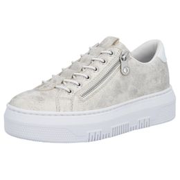 Rieker Damen Plateausneaker, Gr. 43, wei&szlig;, Lederimitat, metallic, used, Schuhe, Sneaker, Slip-On Sneaker, Slipper mit Schaftrandpolster