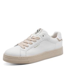 Tamaris Damen Slip-On Sneaker, Gr. 41, wei&szlig;, Leder, Lederimitat, Textil, clean, unifarben, Basic, Schuhe, Freizeitschuh, Halbschuh mit Wellenkante