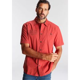 MAN'S WORLD MAN'S WORLD Herren Kurzarmhemd, rot, Gr. L, unifarben, Web, Obermaterial: 100% Baumwolle, Hemden, mit kleinem Brustprint