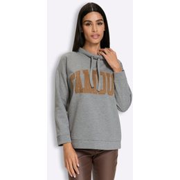 Heine Damen Sweatshirtsteingrau, meliert, Gr. 46, gemustert, mehrfarbig, 65% Polyester, 35% Baumwolle, Sweatshirts